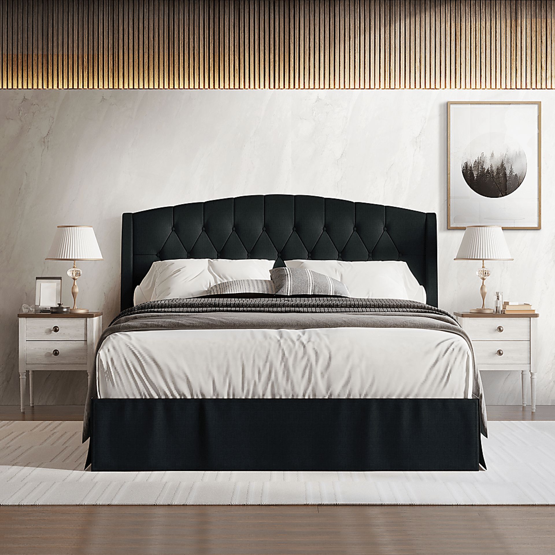 Martway Charcoal Gray Black,Gray Polyester Fabric King Bedroom Set ...