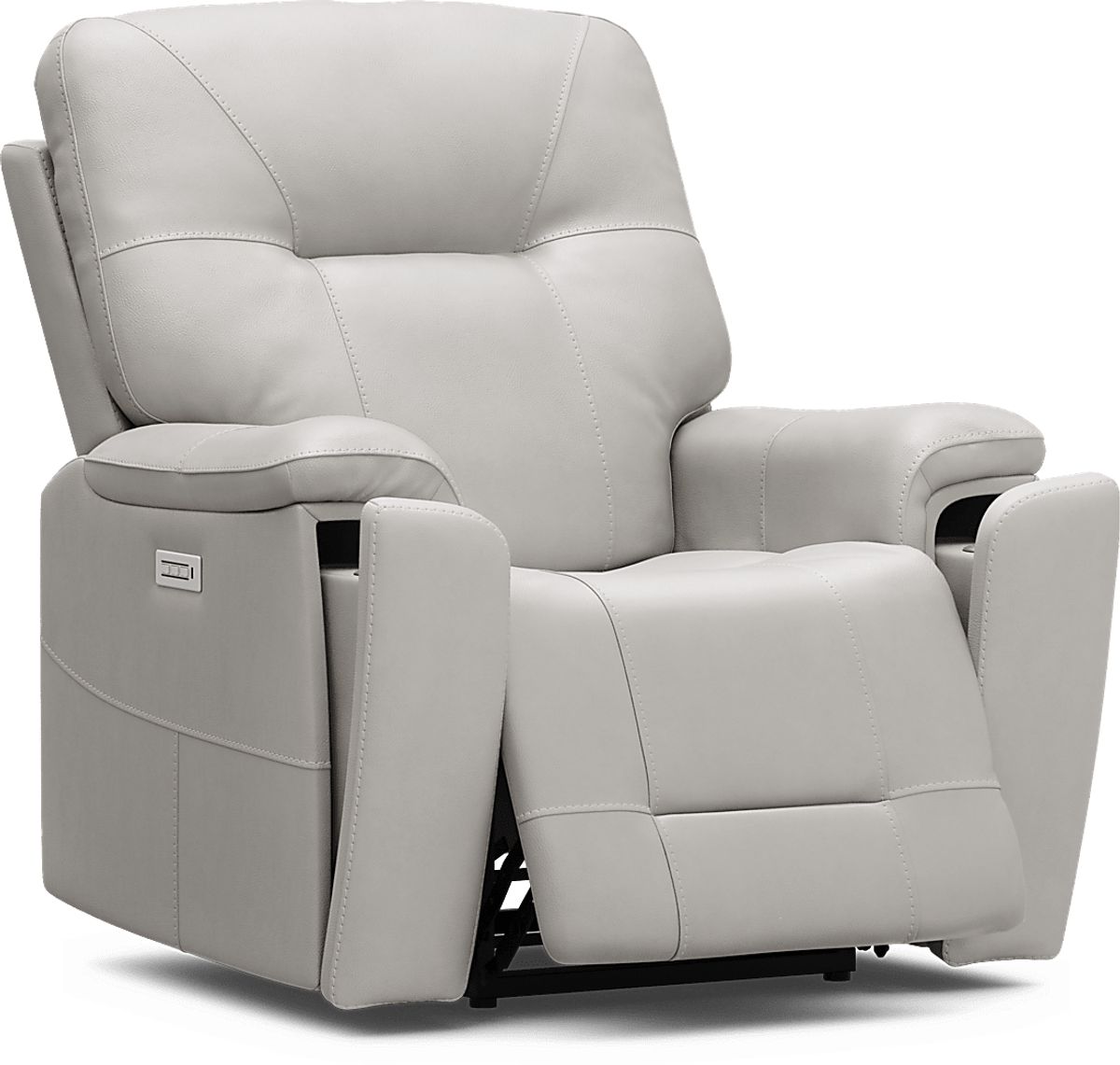 Matthews Cove Dove Gray Leather Triple Power Recliner | Rooms to Go