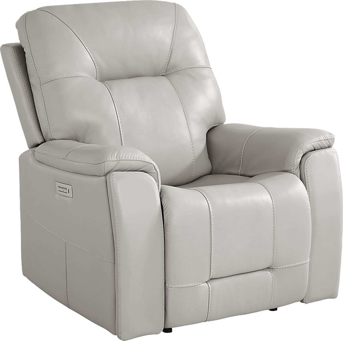 Matthews Cove Dove Gray Leather Triple Power Recliner - Rooms To Go