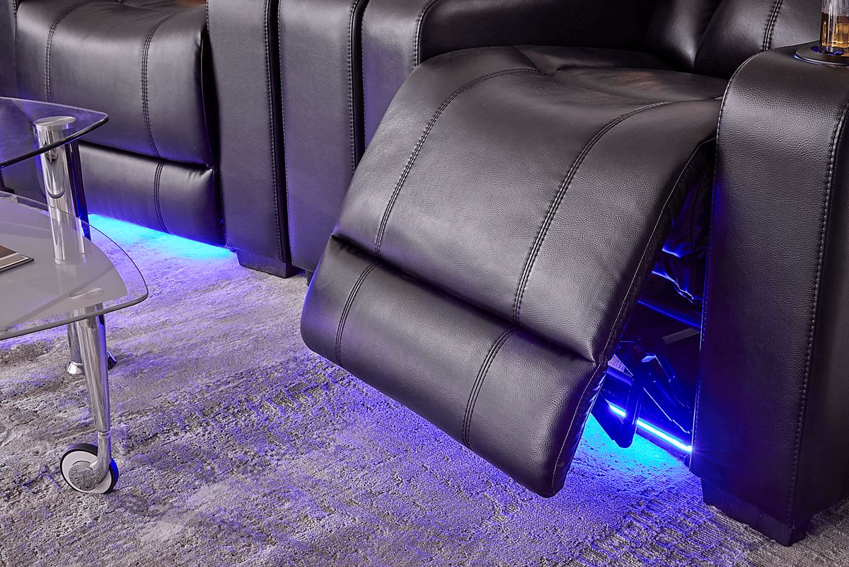 Maverick Black 3 Pc Dual Power Reclining Sectional | Rooms to Go