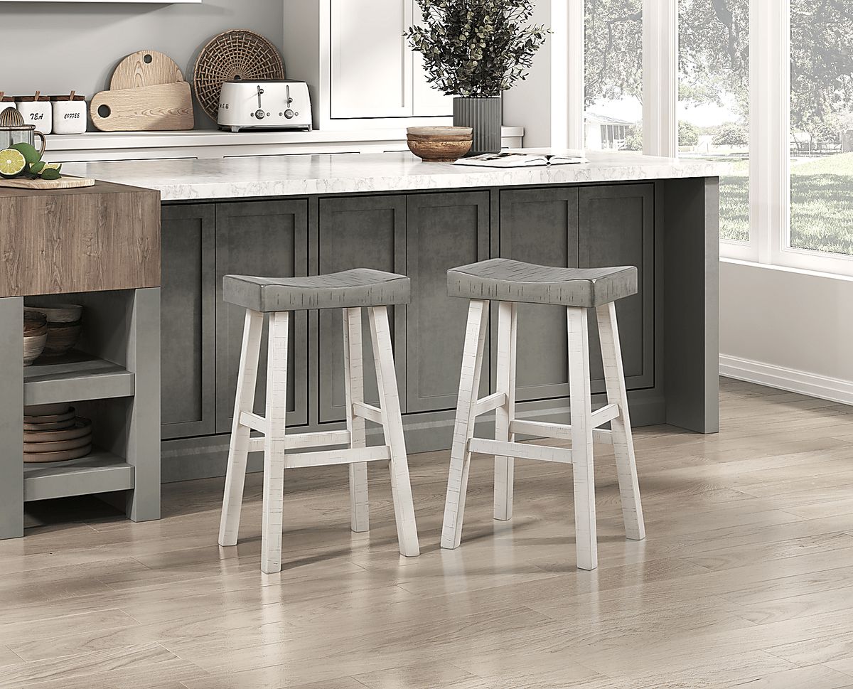 Mcewen White Colors,White Gray Bar Stool, Set Of 2 | Rooms to Go