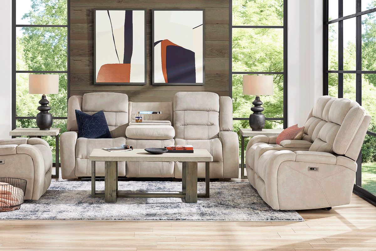 Mckinley Beige Microfiber Power Reclining Sofa | Rooms to Go