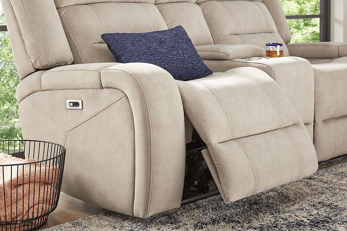 Mckinley 5 Pc Beige Microfiber Power Reclining Living Room Set With ...