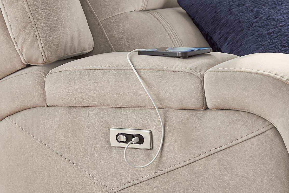 Mckinley Beige Microfiber Power Reclining Sofa | Rooms to Go
