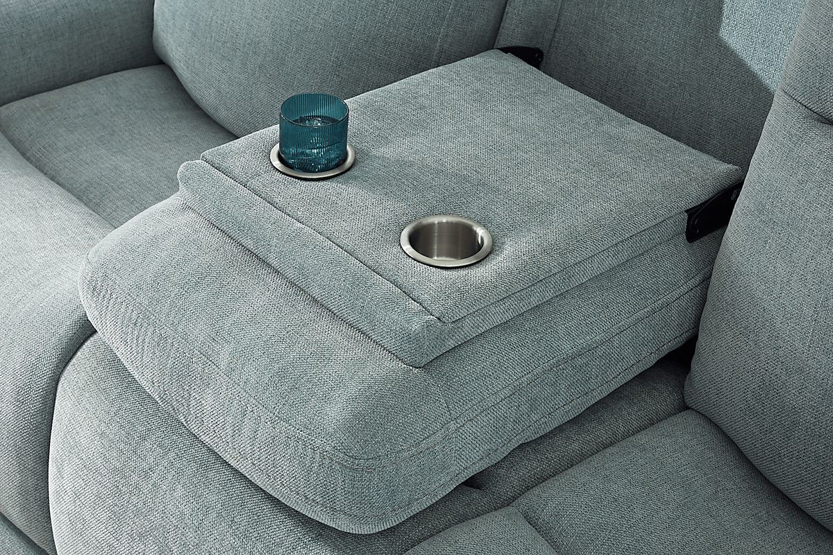 Meadow Park 7 Pc Seafoam Green Chenille Fabric Dual Power Reclining ...