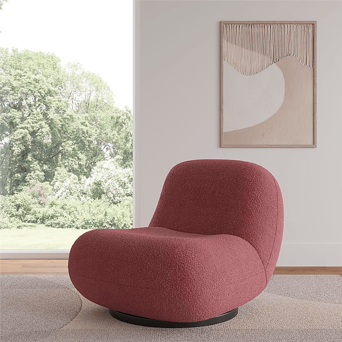 Mehlville Mauve Red Polyester Fabric Swivel Accent Chair | Rooms to Go