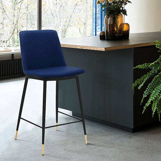 Melaina Black Black,Colors Dark Blue Polyurethane Fabric Counter Height ...