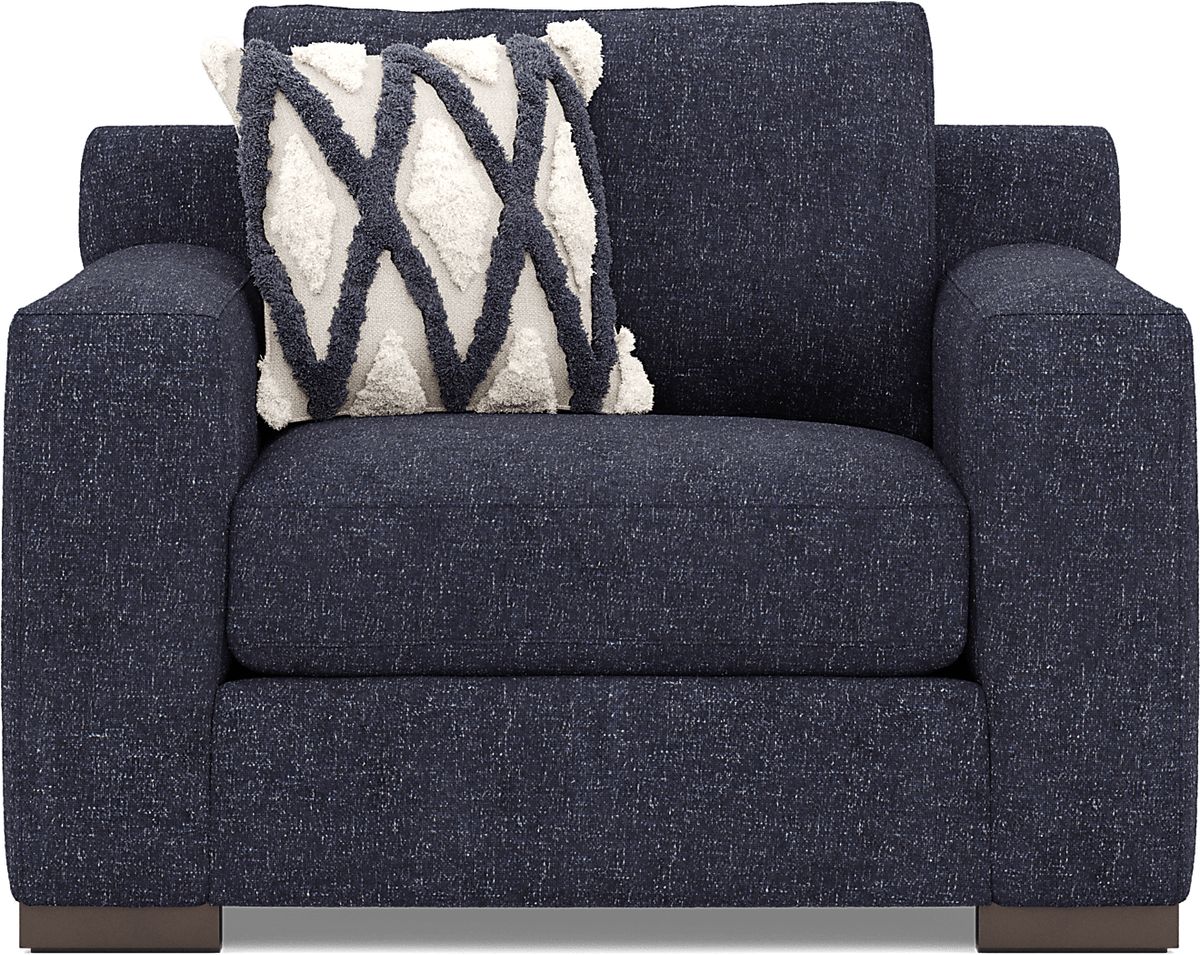 Drew & Jonathan Melbourne 3 Pc Midnight Blue Chenille Fabric Living ...