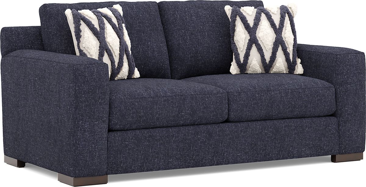 Drew & Jonathan Melbourne 2 Pc Midnight Blue Chenille Fabric Living ...