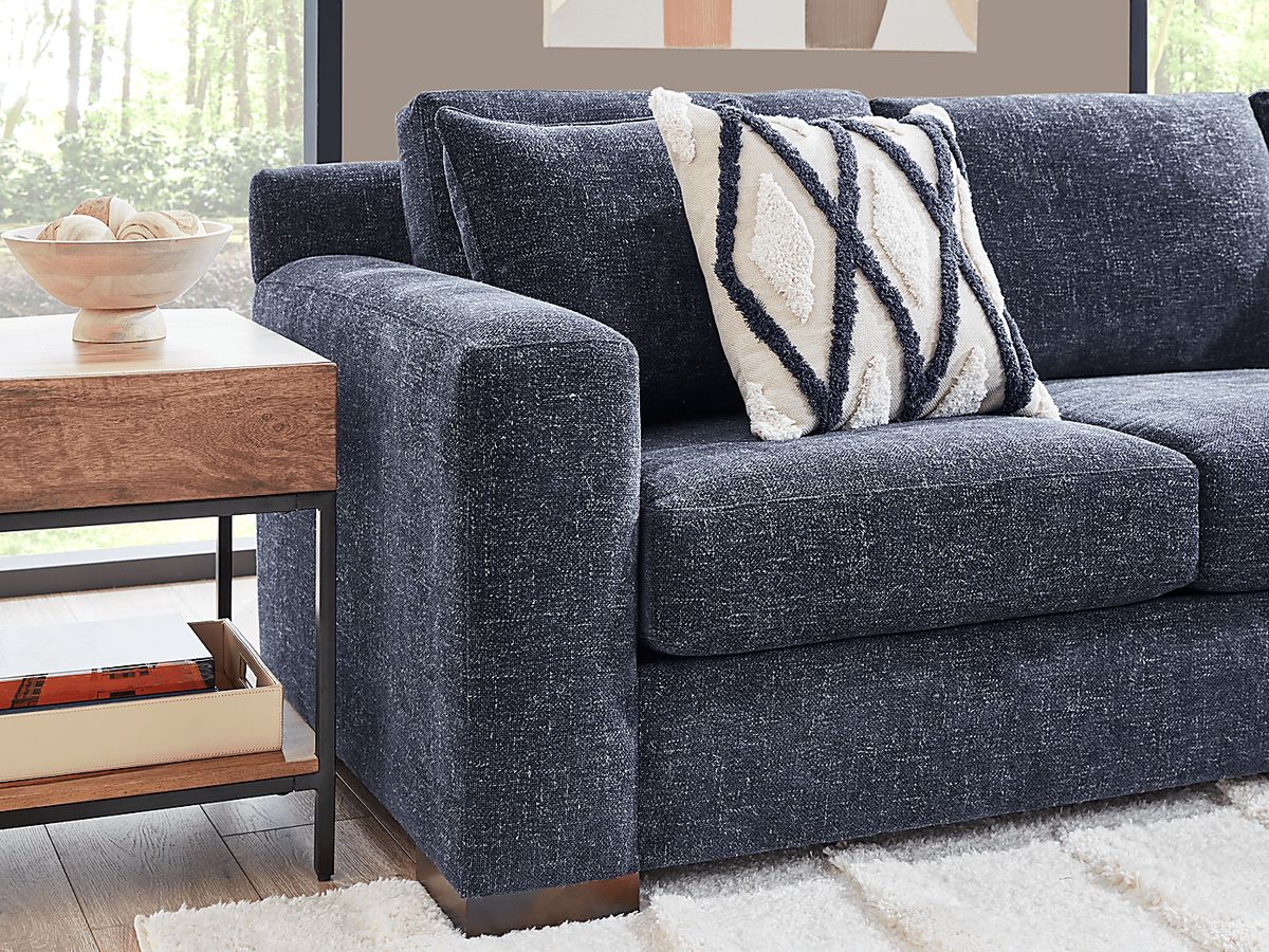 Drew & Jonathan Melbourne Midnight Blue Chenille Fabric Sofa Chaise ...