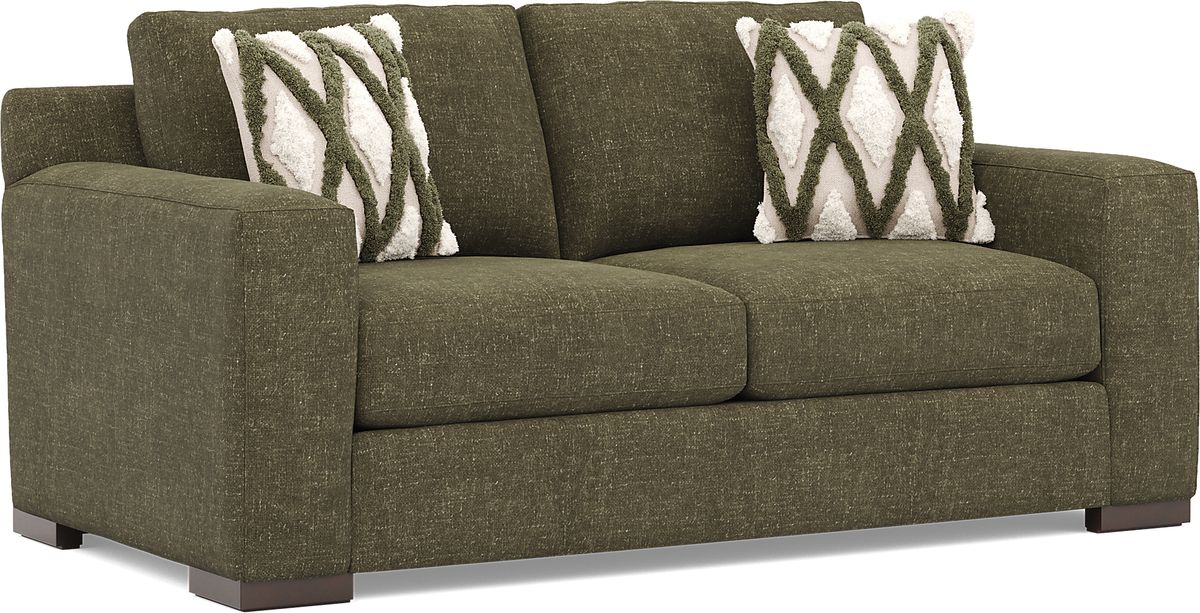 Drew & Jonathan Melbourne Olive Green Chenille Fabric Loveseat | Rooms ...