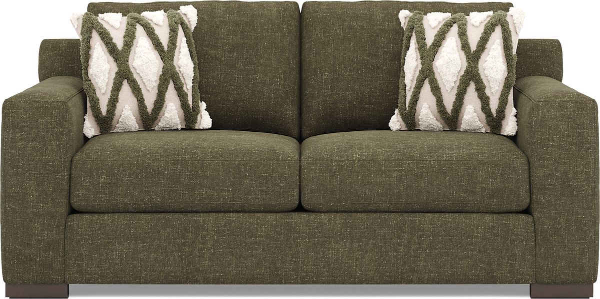 Drew & Jonathan Melbourne Olive Green Chenille Fabric Loveseat | Rooms ...