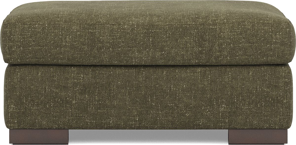 Drew & Jonathan Melbourne Olive Green Chenille Fabric Ottoman | Rooms to Go