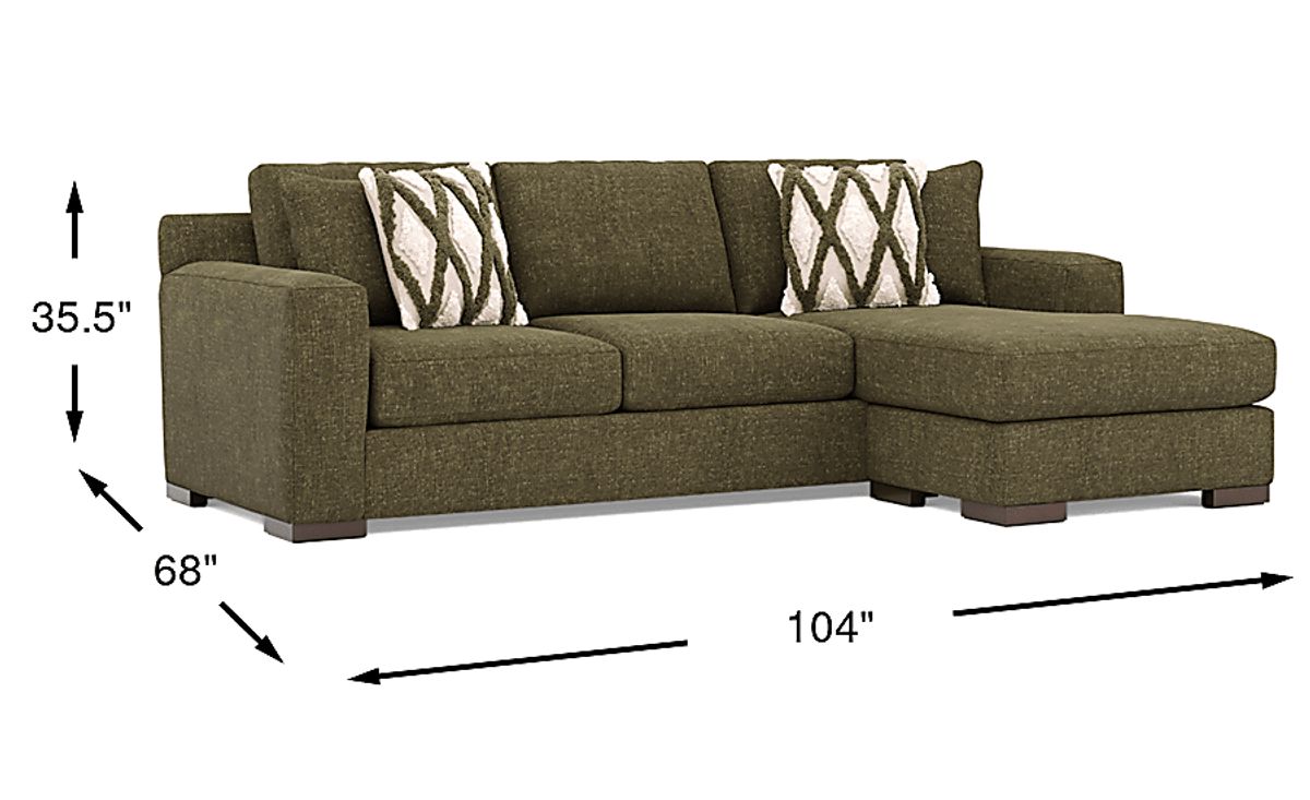 Drew & Jonathan Melbourne Olive Green Chenille Fabric Sofa Chaise ...