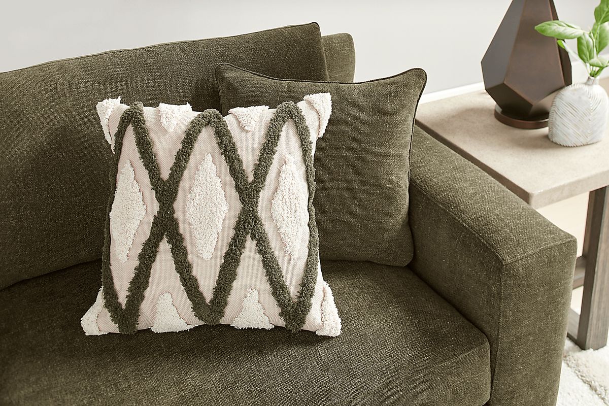 Drew & Jonathan Melbourne Olive Green Chenille Fabric Sofa | Rooms to Go