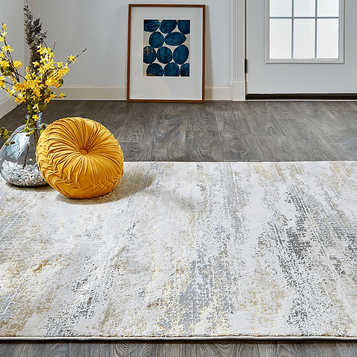 Melirane Gold,Gray,Ivory Beige,Gray,Yellow Rugs | Rooms to Go