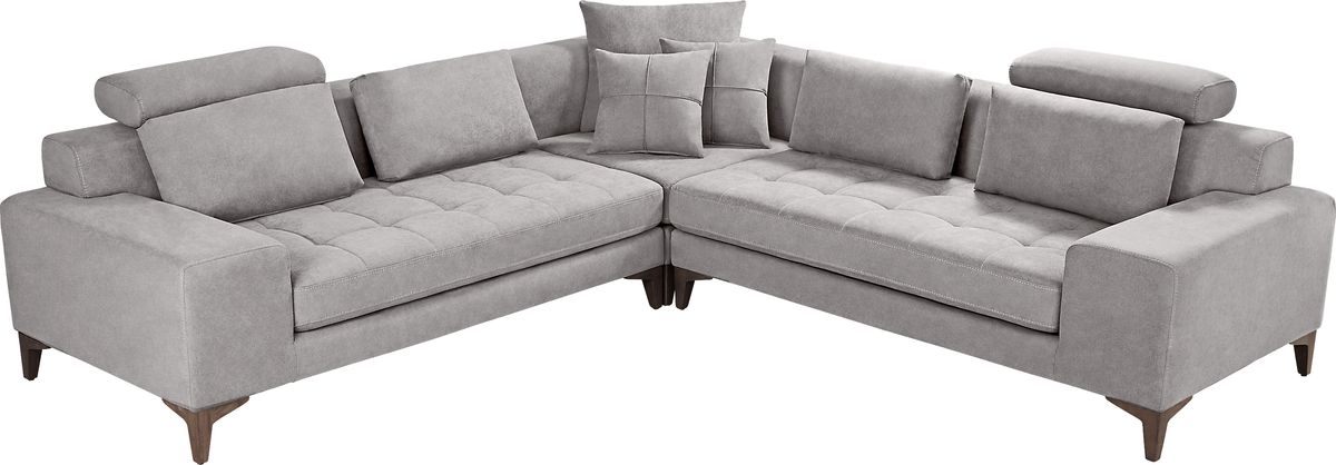 Mercer Place 6 Pc Gray Polyester Fabric Living Room Set With 3 Pc ...