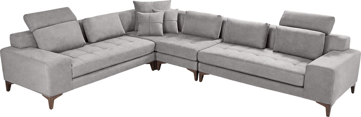 Mercer Place Gray Polyester Fabric 4 Pc Sectional | Rooms to Go
