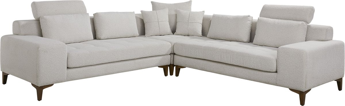 Mercer Place White Boucle,Textured Textured 3 Pc Sectional | Rooms to Go