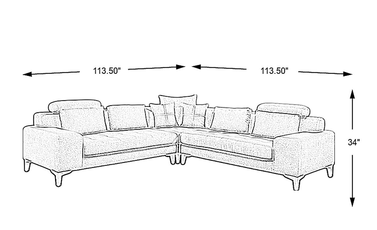 Mercer Place White Boucle,Textured Textured 3 Pc Sectional | Rooms to Go