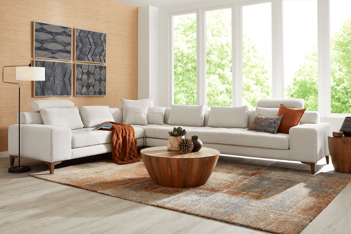 Mercer Place White Boucle,Textured Textured 4 Pc Sectional | Rooms to Go