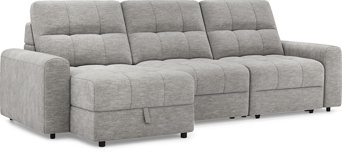 Meriwether Gray Chenille Fabric 3 Pc Power Slider Sectional | Rooms to Go