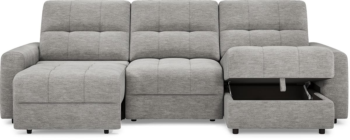Meriwether Gray Chenille Fabric 3 Pc Sliding End + Raf Chaise Power ...