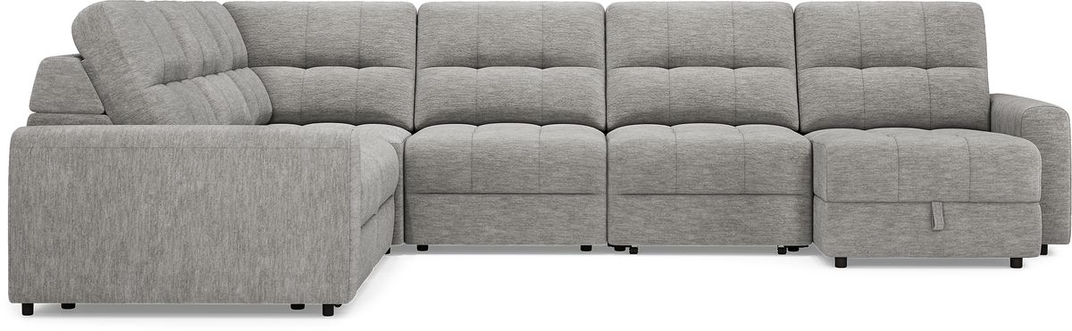 Meriwether Gray Chenille Fabric 6 Pc Sliding End, Power Slider + Raf ...