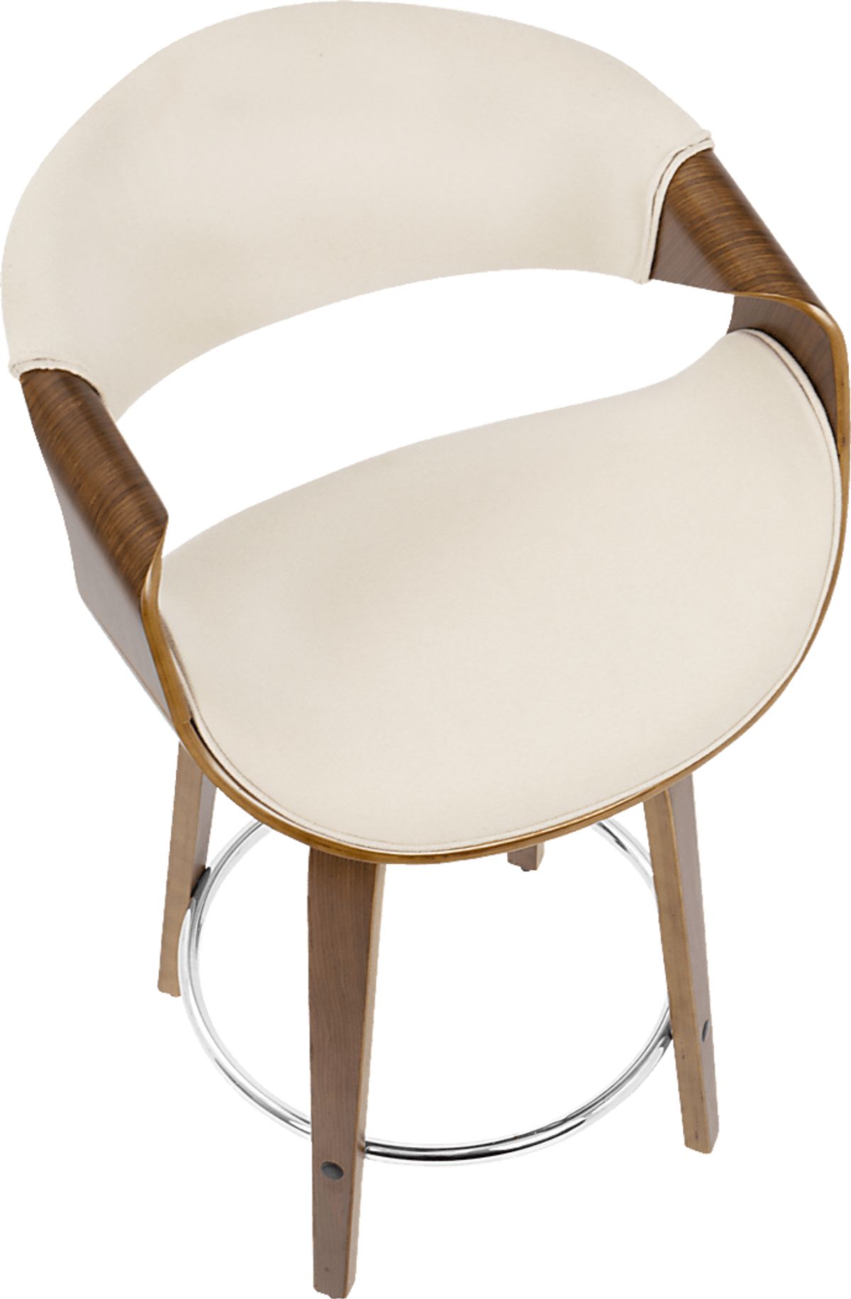 Mermod Walnut Dark Wood Cream Beige Polyester Fabric Swivel Counter ...