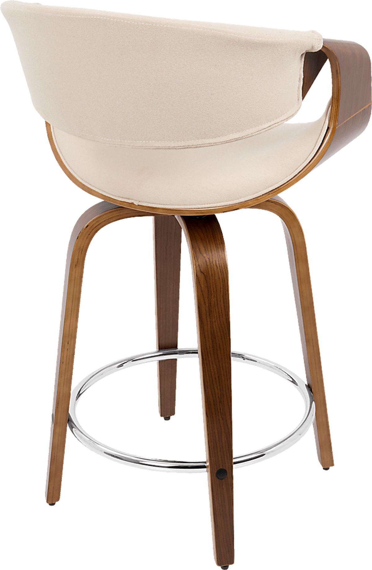 Mermod Walnut Dark Wood Cream Beige Polyester Fabric Swivel Counter ...