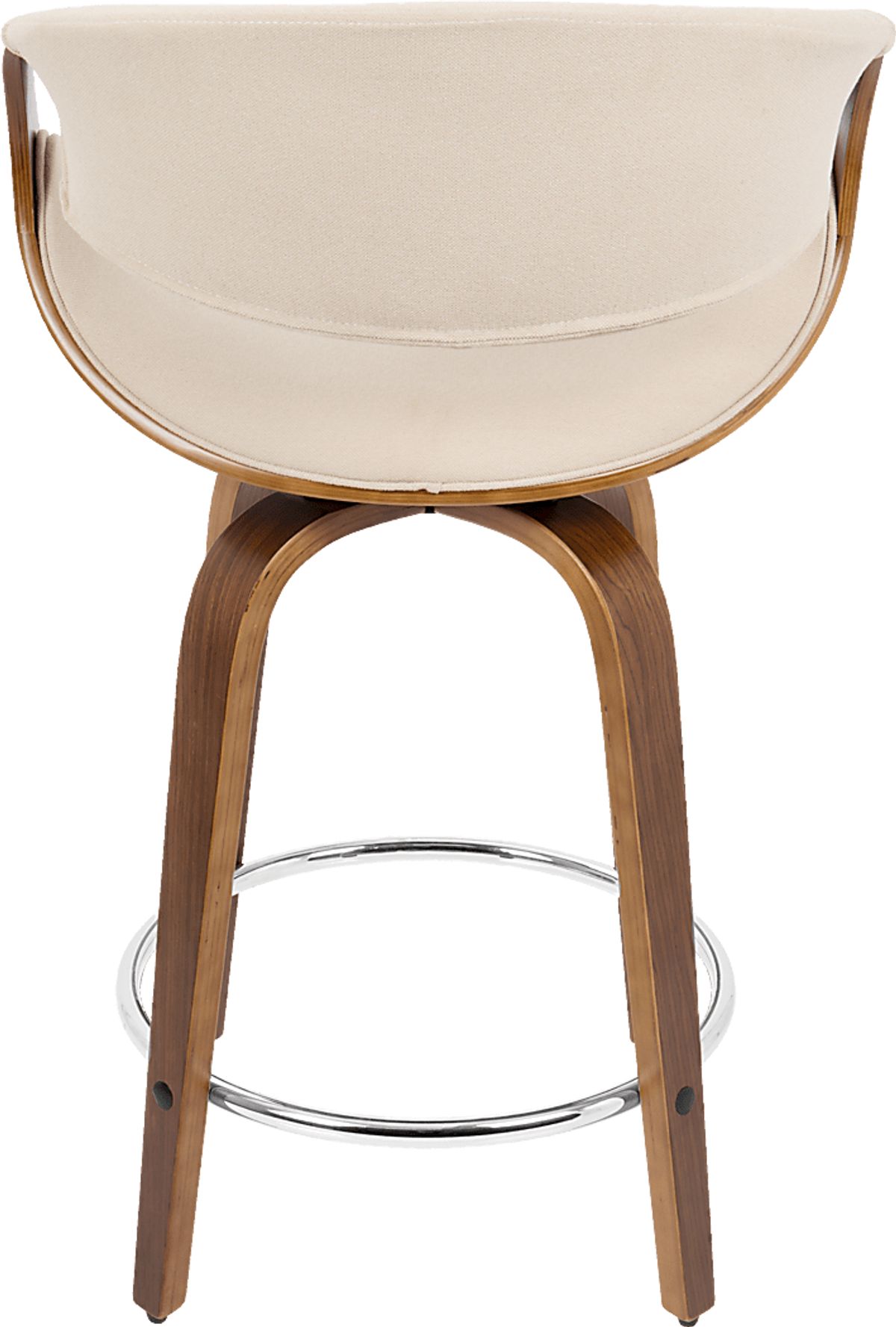 Mermod Walnut Dark Wood Cream Beige Polyester Fabric Swivel Counter ...