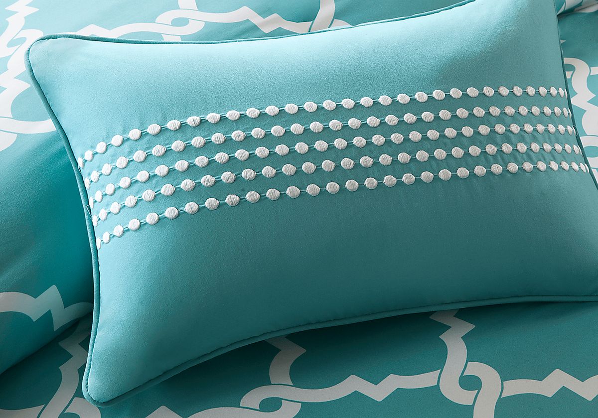 Merritt Aqua Blue 9 Pc Queen Comforter Set | Rooms to Go