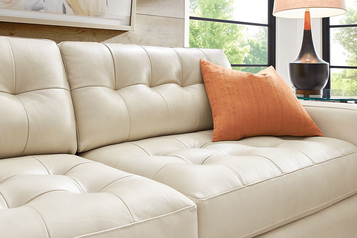 Messina Ivory Beige Leather Sofa | Rooms to Go