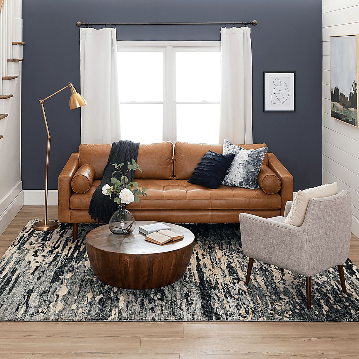Drew & Jonathan Middlewick Blue,Charcoal Black,Blue,Gray Rugs | Rooms to Go