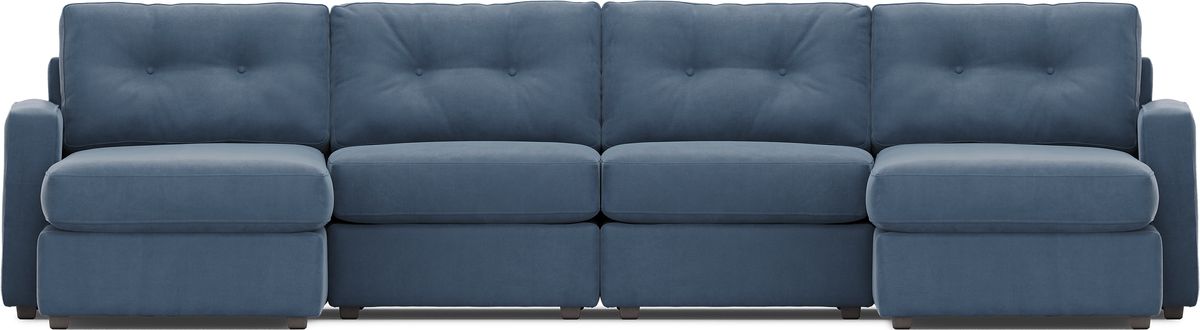 Drew & Jonathan Modularone Midnight Blue Microfiber 3 Pc Sleeper ...