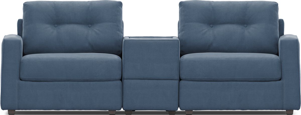 Drew & Jonathan Modularone Midnight Blue Microfiber 3 Pc Modular ...