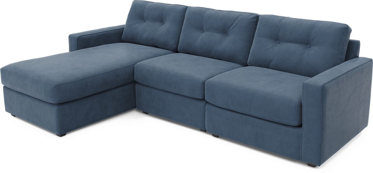 Drew & Jonathan Modularone Midnight Blue Microfiber 3 Pc Left Arm ...