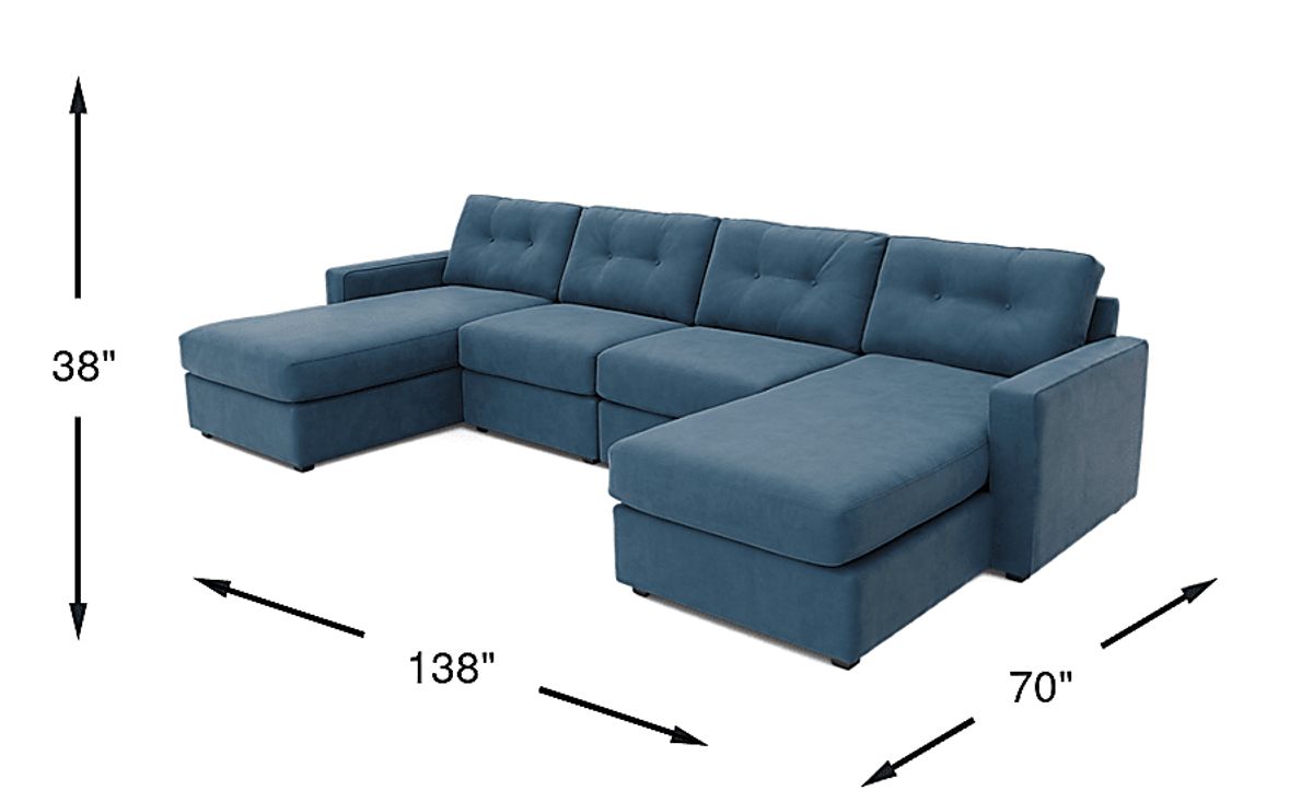 Drew & Jonathan Modularone Midnight Blue Microfiber 4 Pc Modular ...