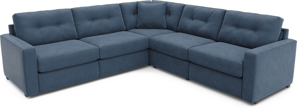 Drew & Jonathan Modularone Midnight Blue Microfiber 5 Pc Modular ...