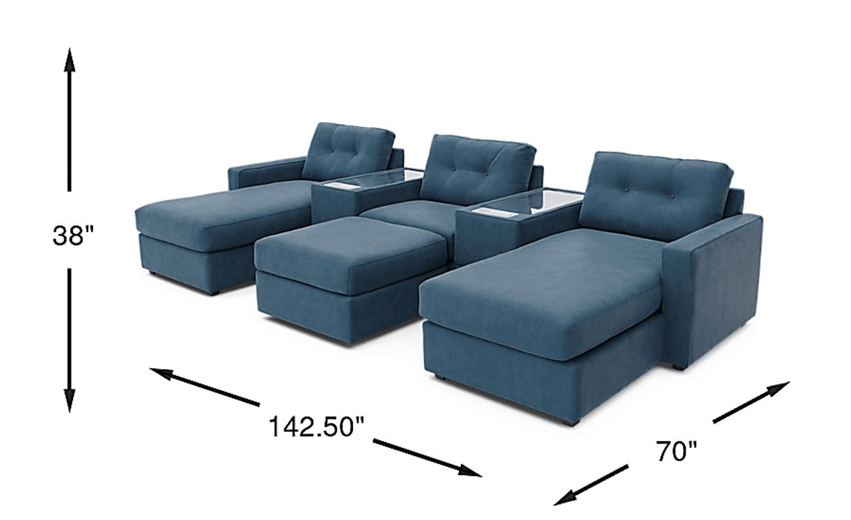 Drew & Jonathan Modularone Midnight Blue Microfiber 6 Pc Media Modular ...