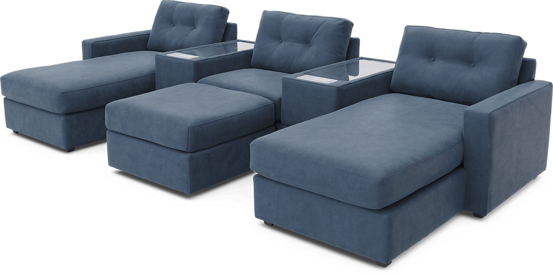 Drew & Jonathan Modularone Midnight Blue Microfiber 6 Pc Media Modular ...