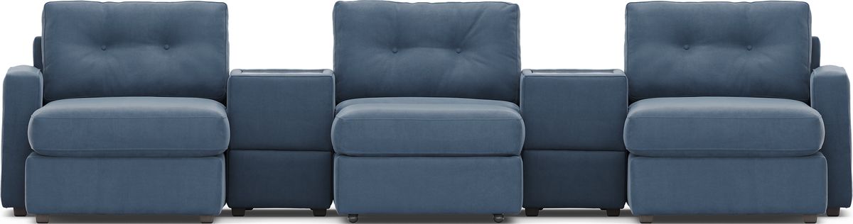 Drew & Jonathan Modularone Midnight Blue Microfiber 6 Pc Modular ...