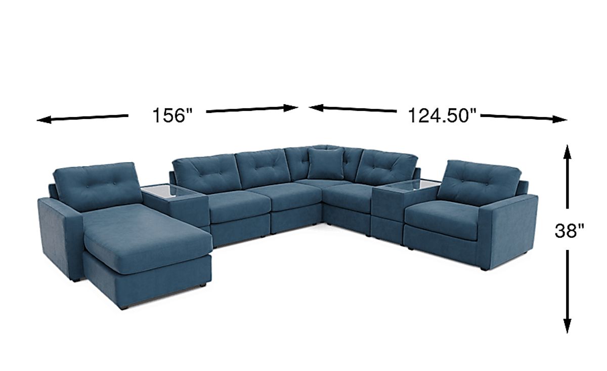 Drew & Jonathan Modularone Midnight Blue Microfiber 7 Pcchaise Gel ...