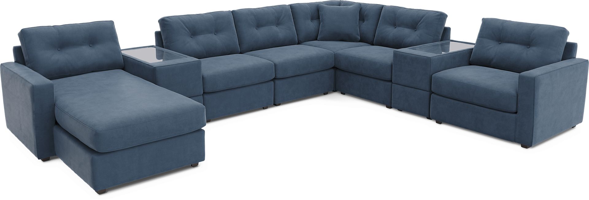 Drew & Jonathan Modularone Midnight Blue Microfiber 7 Pcchaise Gel ...
