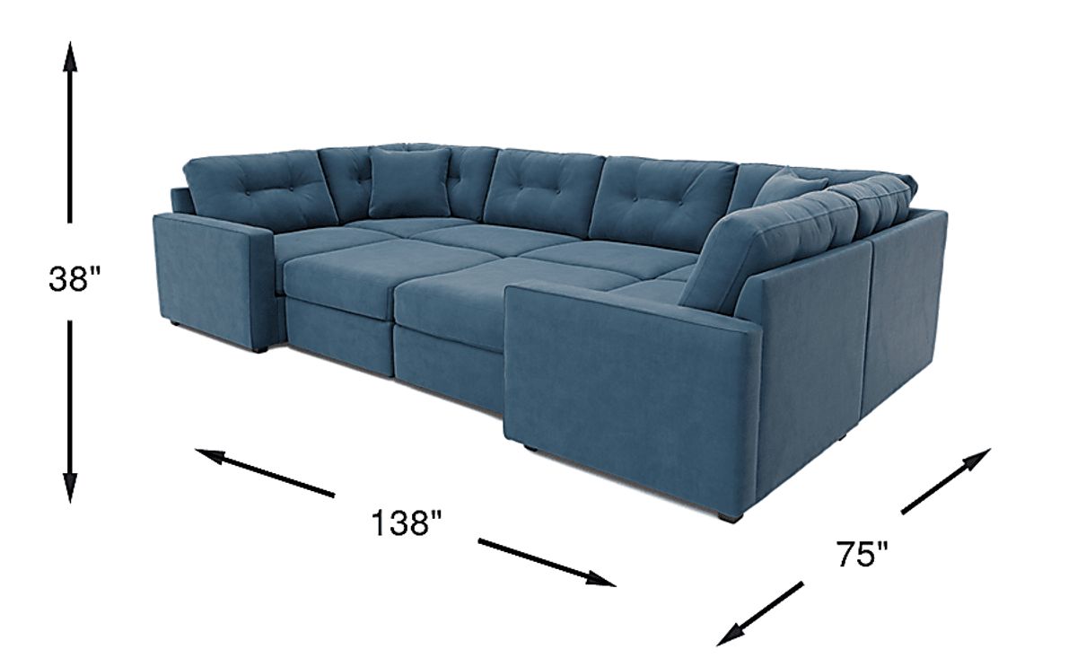 Drew & Jonathan Modularone Midnight Blue Microfiber 8 Pc Modular ...