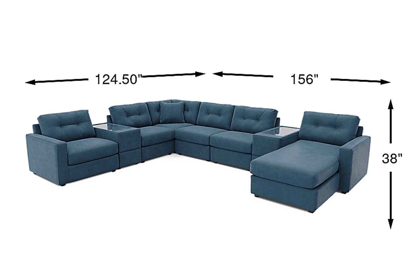 Drew & Jonathan Modularone Midnight Blue Microfiber 8 Pc Right Arm ...