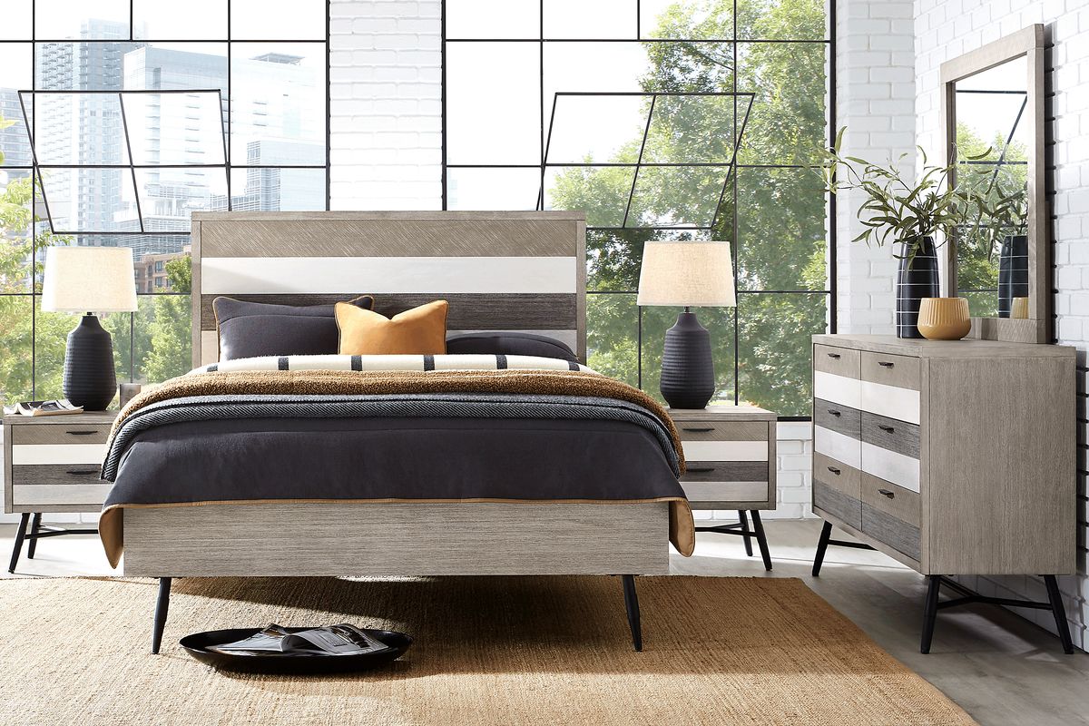 Midtown Loft 7 Pc Gray King Bedroom Set With Dresser, Mirror, 3 Pc King ...