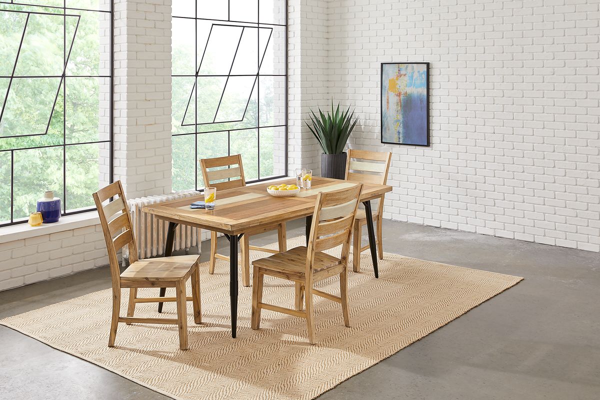 Midtown Loft 5 Pc Natural Light Wood Dining Room Set With Dining Table ...