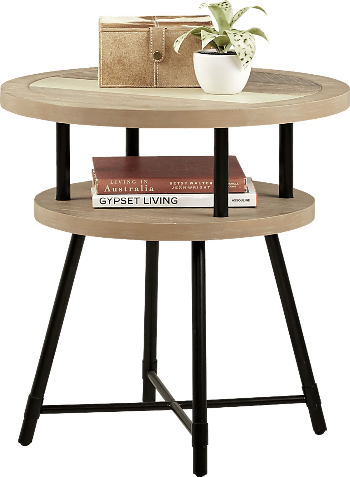 Midtown Loft Natural Light Wood Round End Table | Rooms to Go