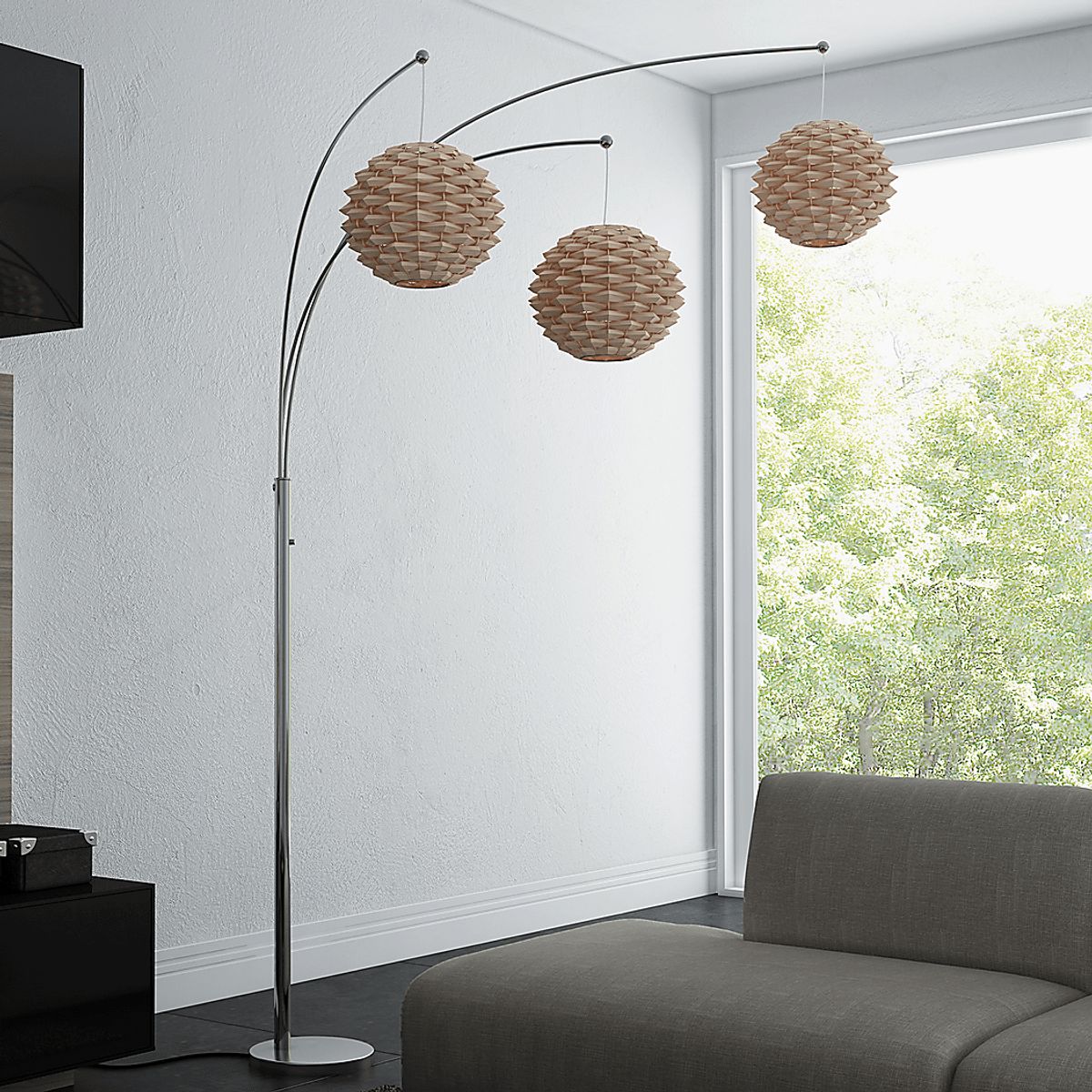 Miener Nest Silver Gray Floor Lamp | Rooms to Go